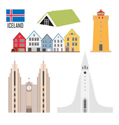 Set iceland symbols in flat style Royalty Free Vector Image