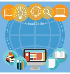 School online e-learning objects background Vector Image