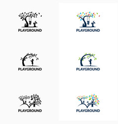 Playground logo playgroup preschool kindergarten Vector Image