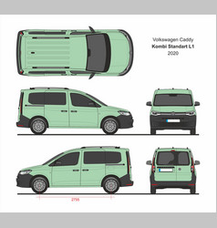 Vw caddy cargo standart white van 2020 Royalty Free Vector