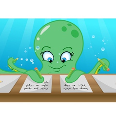 Octopus reading book Royalty Free Vector Image