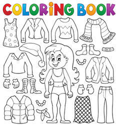 Coloring book winter apparel 1 Royalty Free Vector Image