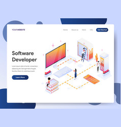 Person programmer working on laptop with program Vector Image