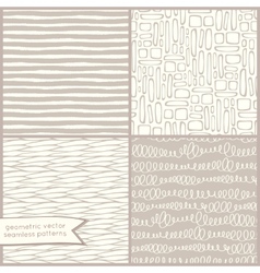Hand drawn painted geometric seamless patterns set