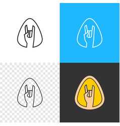 Red glowing neon sign rock hand gesture rock Vector Image