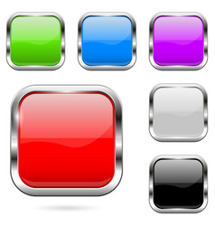 Black glass button 3d shiny square icon Royalty Free Vector