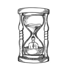 Sand watch glass engraving Royalty Free Vector Image