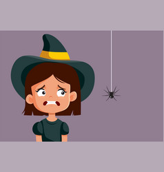 Scared woman being afraid a spider cartoon Vector Image
