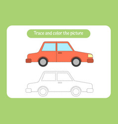 Car trace and color picture educational game Vector Image