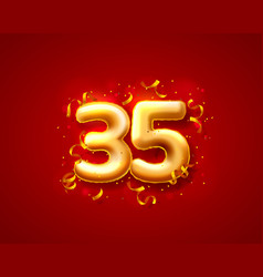 Golden number 35 gold balloon Royalty Free Vector Image