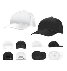 Set of baseball caps front back and side view Vector Image