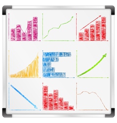 Graphs and diagrams on whiteboard Royalty Free Vector Image