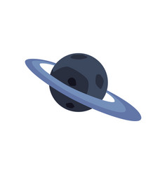 Pixel blue planet with craters isolated Royalty Free Vector