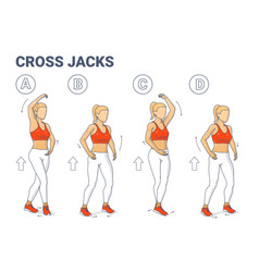 Girl doing cross jacks home workout exercise guide