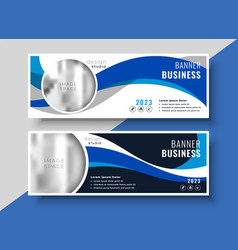 Modern business presentation banner in blue Vector Image