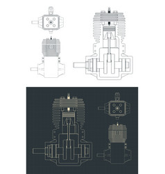 Two-stroke engine drawings Royalty Free Vector Image