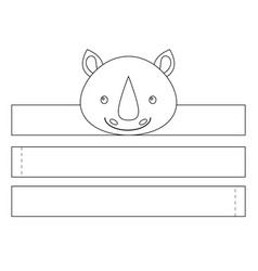 Printable rhino paper crown diy cut party ribbon Vector Image