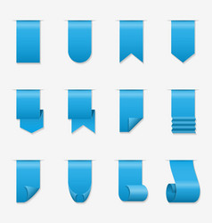 Blue ribbon banner satin glossy bow blank design Vector Image