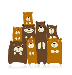 Funny bears collection sketch for your design Vector Image