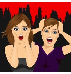 Scared couple screaming terrified Royalty Free Vector Image