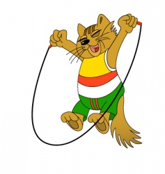 Cat jumps on the rope Royalty Free Vector Image