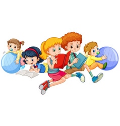 Boy and girl reading books Royalty Free Vector Image