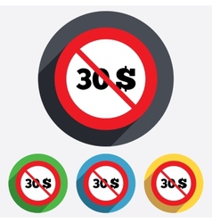 30 Dollars sign icon USD currency symbol Vector Image