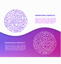 Promotional products concept in circle with thin Vector Image