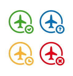 Flight status icons airport information - on time Vector Image