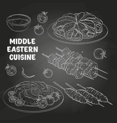 Arabic food icons set Royalty Free Vector Image