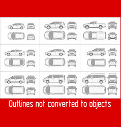 Cars and trucks top view Royalty Free Vector Image