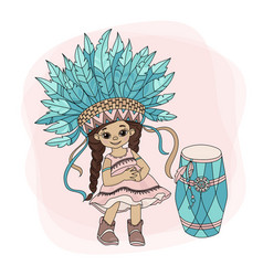 Pocahontas music indian princess hero illus Vector Image