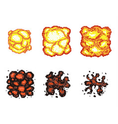 Video game explosion animation in pixel art Vector Image