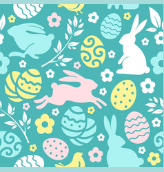 Easter seamless pattern with rabbits and eggs Vector Image