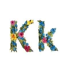 Letter K alphabet of green leaves Royalty Free Vector Image