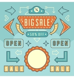 Retro american 1950s sign design elements set Vector Image