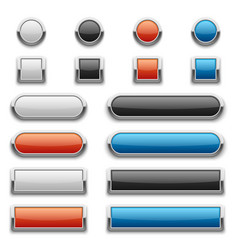 Glass buttons rectangle 3d buttons with metal Vector Image
