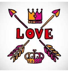 Crystal heart with crown Royalty Free Vector Image