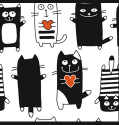 Funny cats collection sketch for your design Vector Image
