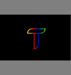 Rainbow color colored colorful alphabet letter t Vector Image