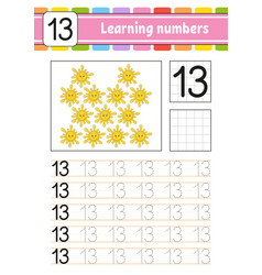 Learning numbers for kids handwriting practice Vector Image