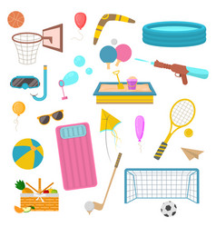 Cartoon outdoor activities sports games round Vector Image