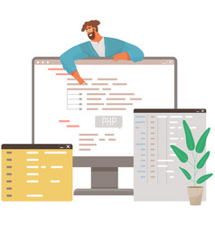 Programmer engineering and coding set Royalty Free Vector