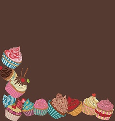 Cupcake border pattern Royalty Free Vector Image