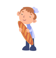 Cartoon chef serving bread Royalty Free Vector Image