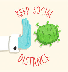 Keep social distance banner people in cage Vector Image
