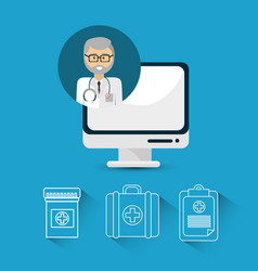 Hospital doctor computer icon Royalty Free Vector Image