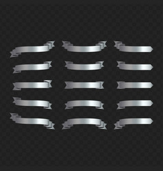 Big silver ribbons set Royalty Free Vector Image