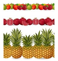 Collection seamless borders with fruits on white Vector Image
