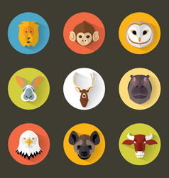 Animal portraits with flat design Royalty Free Vector Image